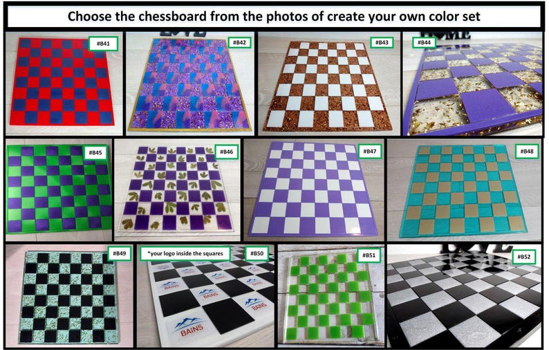 Custom Flat Resin Chess Set | Unique Board Game - Etsy UK