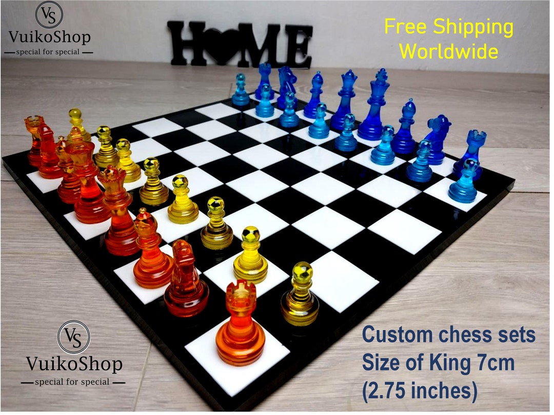 Custom Chess Sets With Chessboard Size of King 7cm 2.75 - Etsy