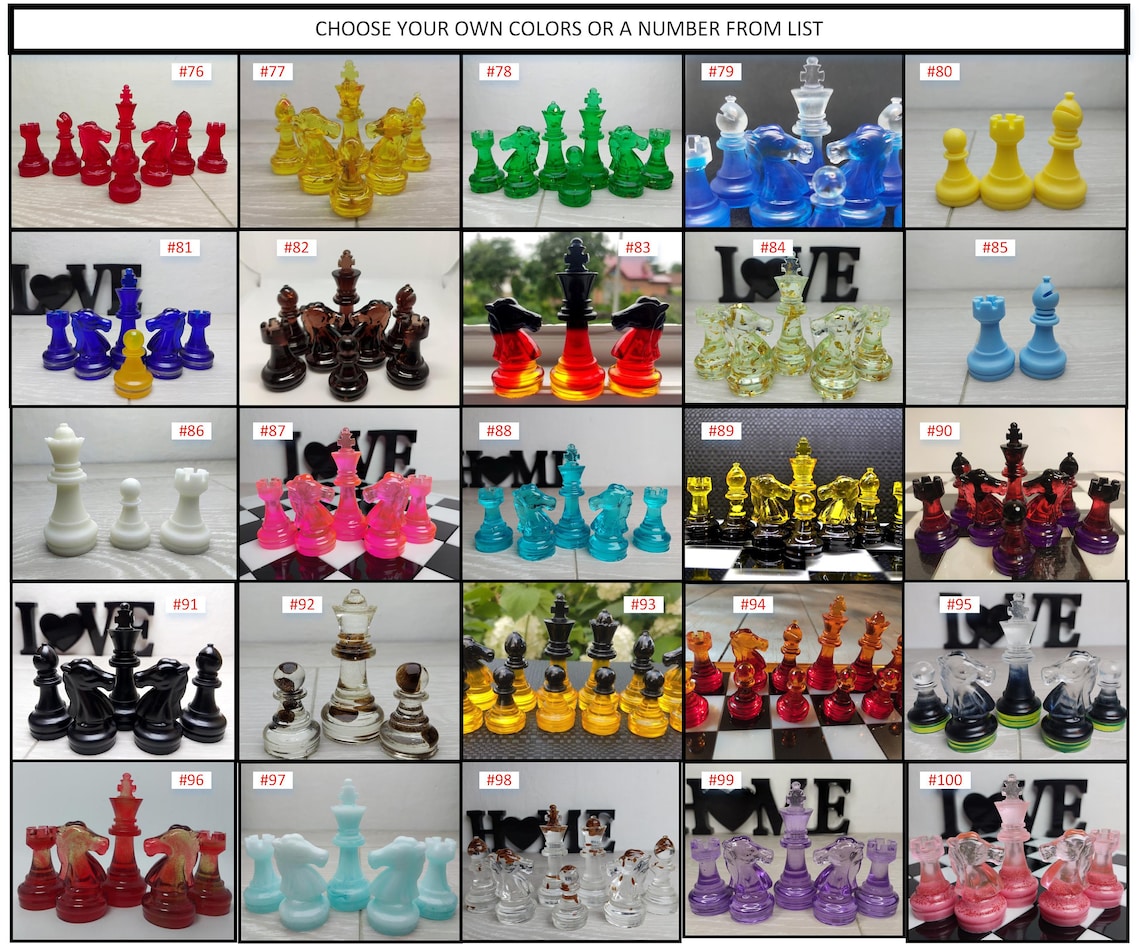 Custom Colors Chess Set With Chess Board or Without Size of King 7cm 2. ...