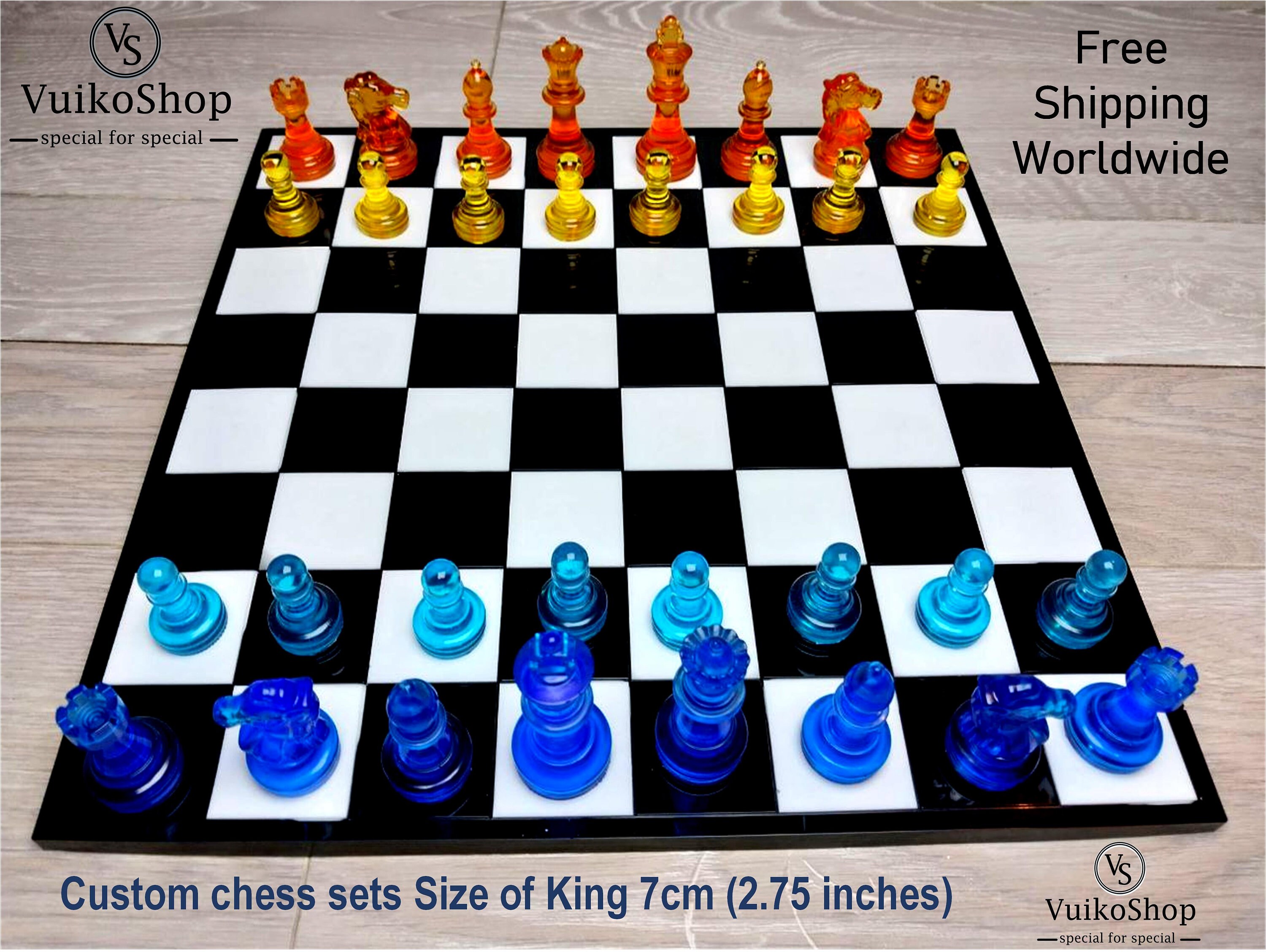 Custom Chess Sets With Chessboard Size of King 7cm 2.75 - Etsy