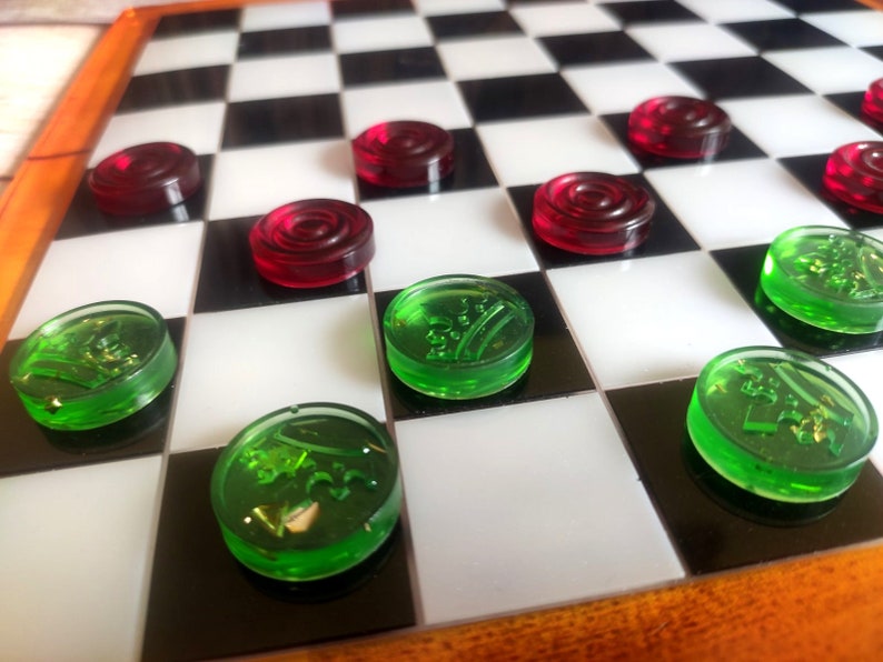 Custom Checkers Pieces | Resin Chess and Checkers Set | Checkers Game ...