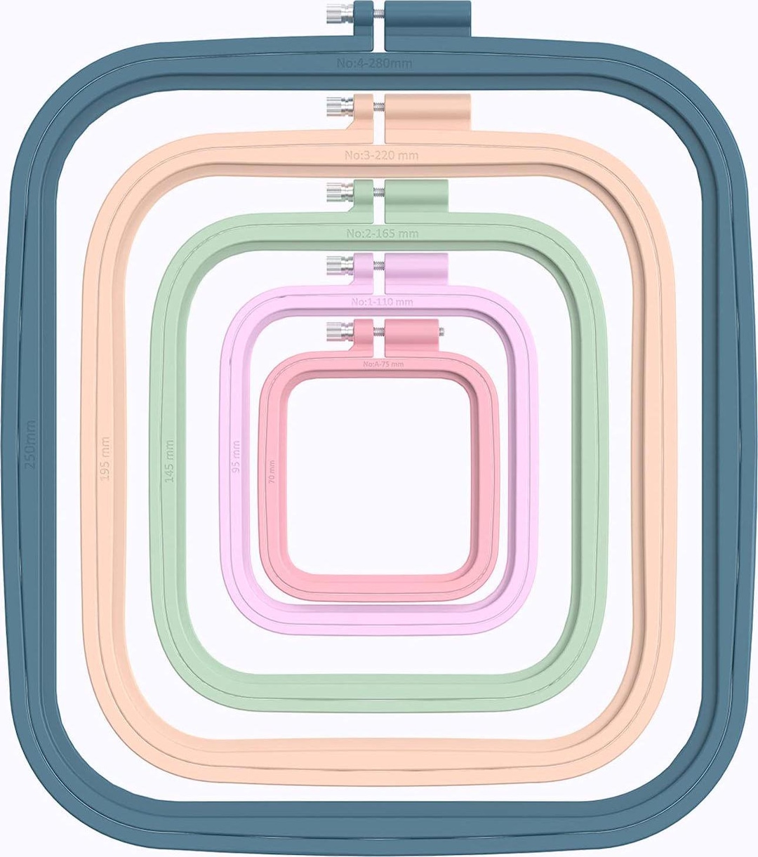 5 Pieces 5 Sizes Square Embroidery Hoops, Abs Plastic Embroidery Hoops ...