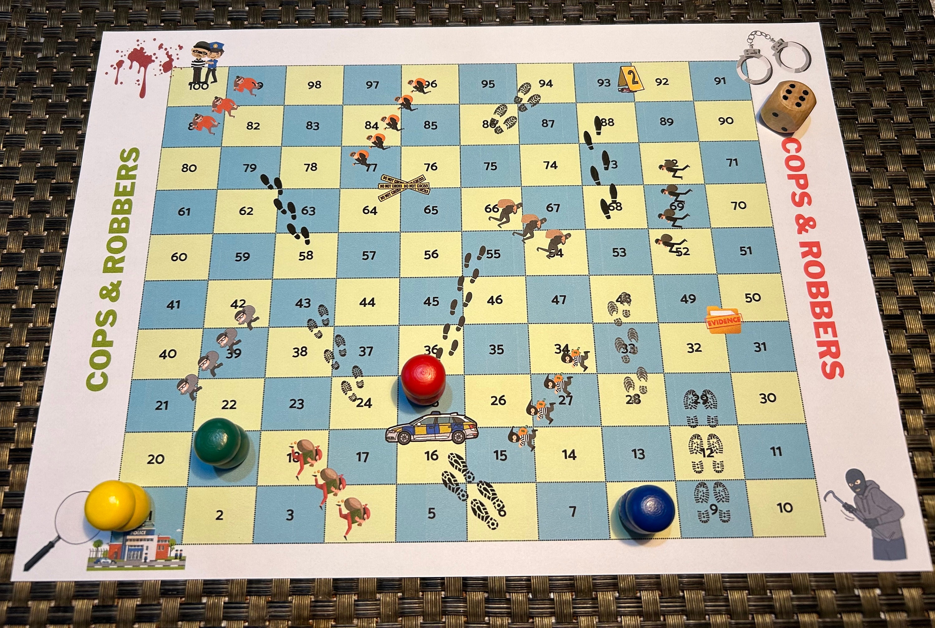 Printable Cops and Robbers (snakes and Ladders) Board Game, Family ...