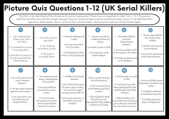 Serial Killer Pub Quiz Questions