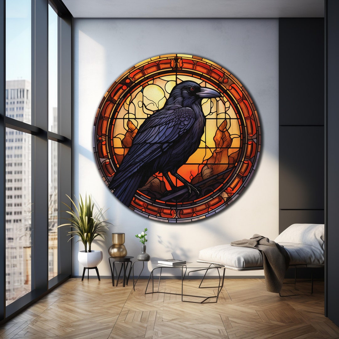 Art mural corbeau, art mural en verre trempé, impression sur verre, art ...