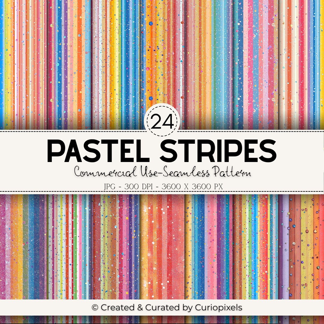 24 Pastel Stripes Seamless Digital Papers for Scrapbooking & Journals ...
