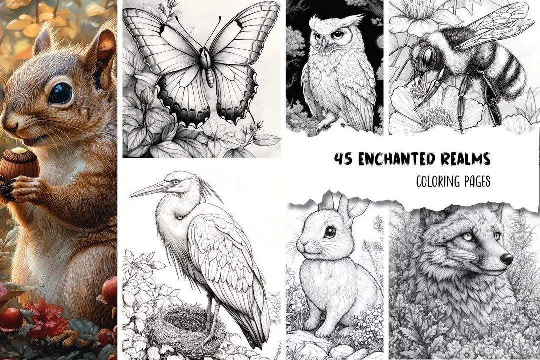 45 Enchanted Realms Coloring Page, Printable Fantasy Coloring Pages ...