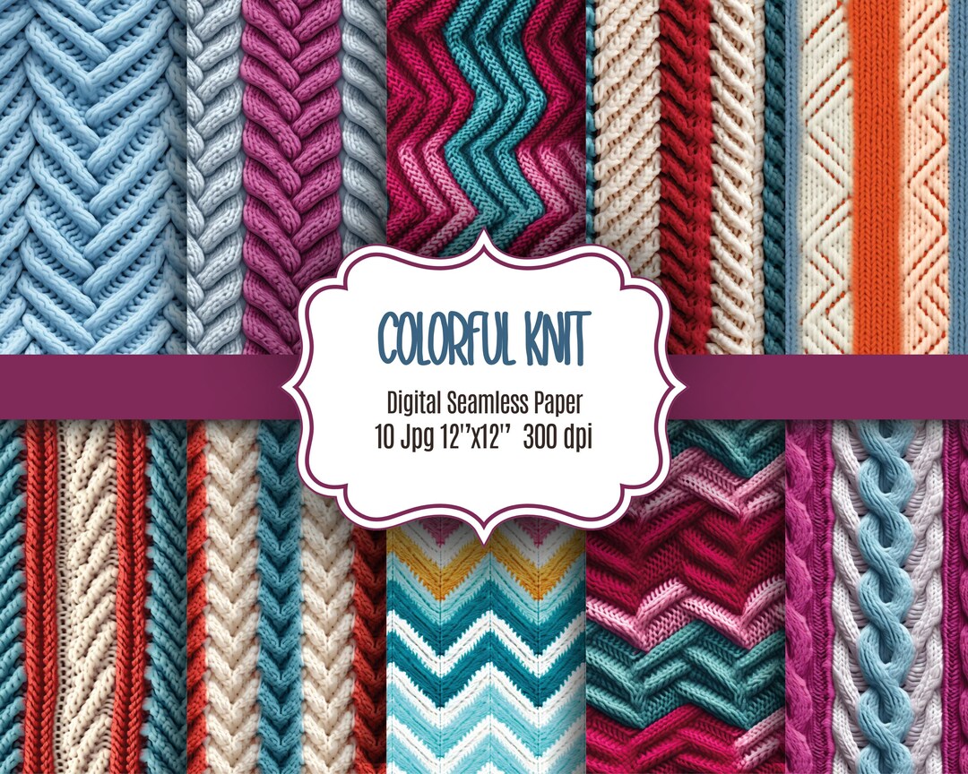 Colorful Knit Digital Seamless Paper, Scrapbooking, Crafts, DIY ...