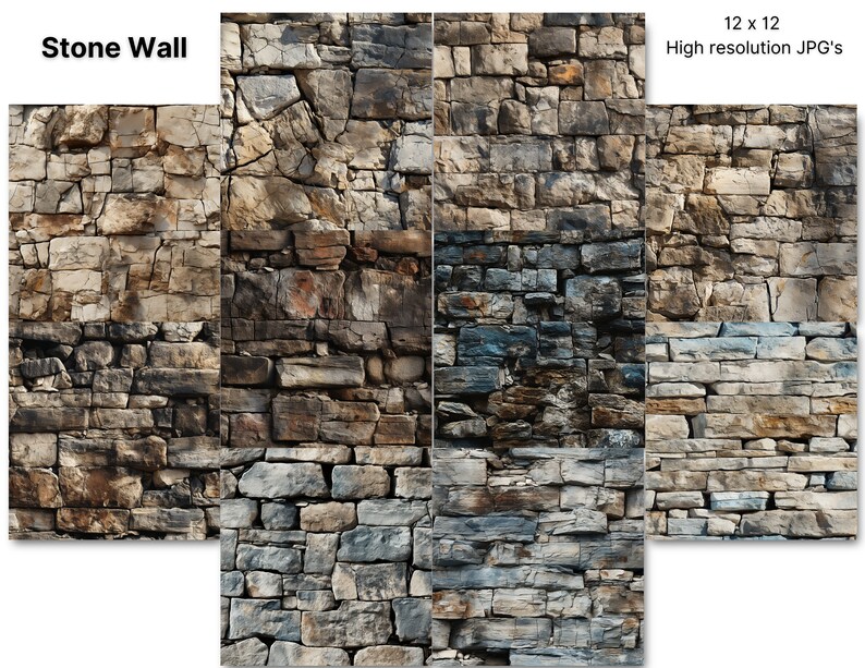 Seamless Stone Wall Digital Paper, Scrapbooking, Crafts, DIY Projects ...