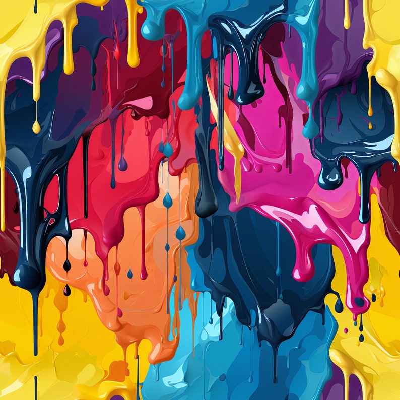 Seamless Dripping Paint Digital Paper Commercial License Instant ...