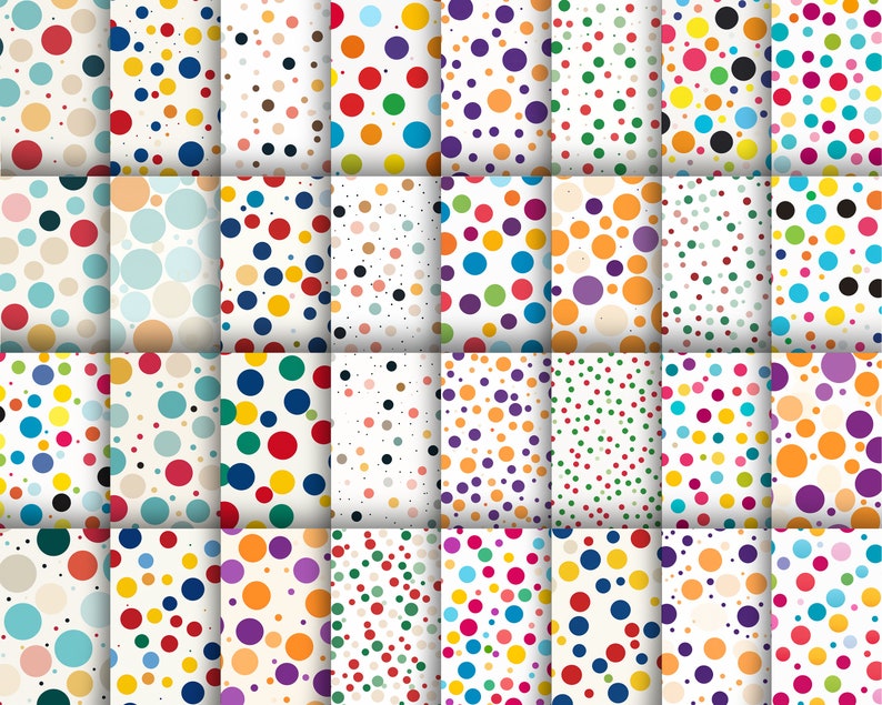 Colorful Polka Dot Digital Paper Pack 38 Designs Commercial Use ...