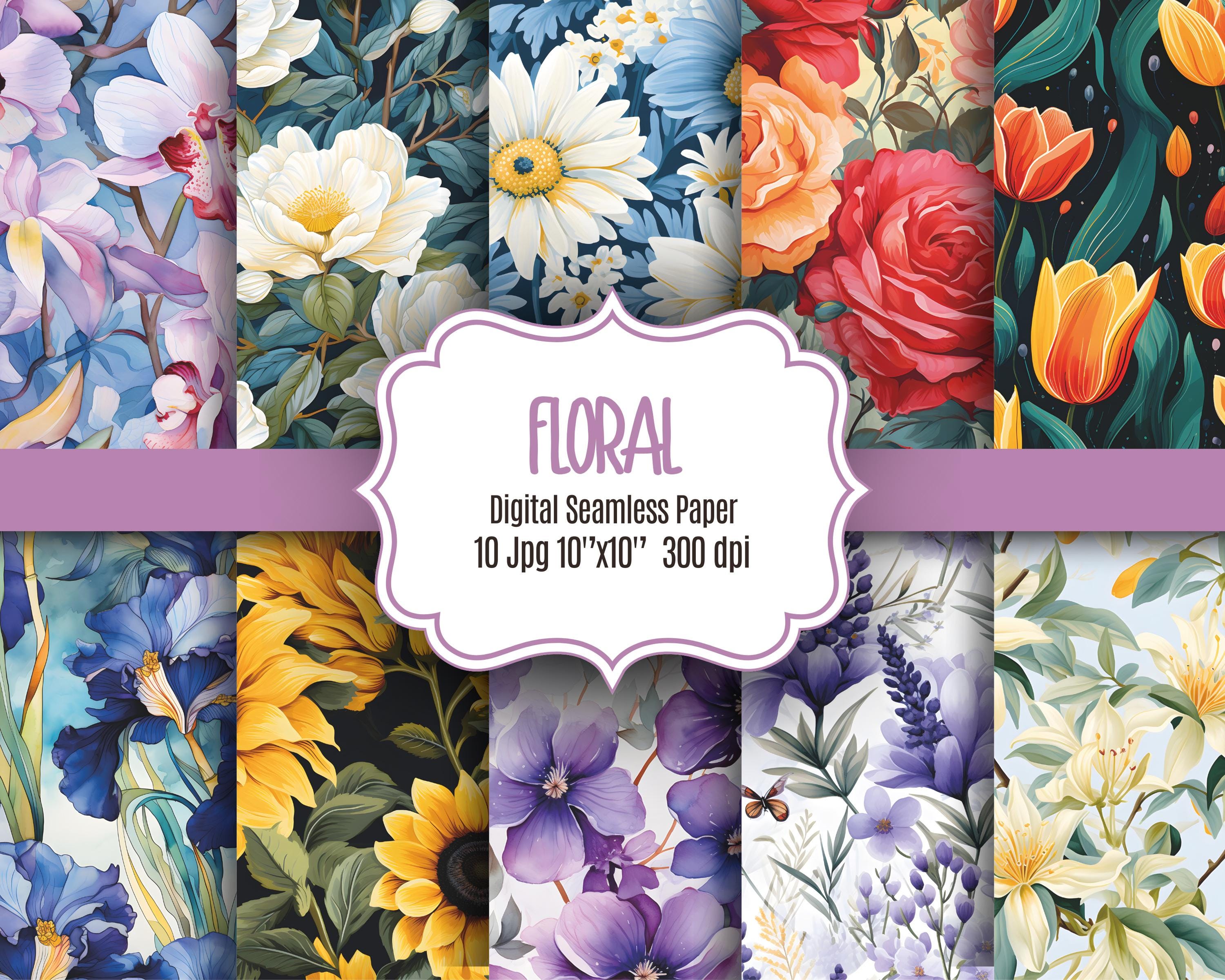 Floral Digital Seamless Paper Instant Download for Commercial Use ...