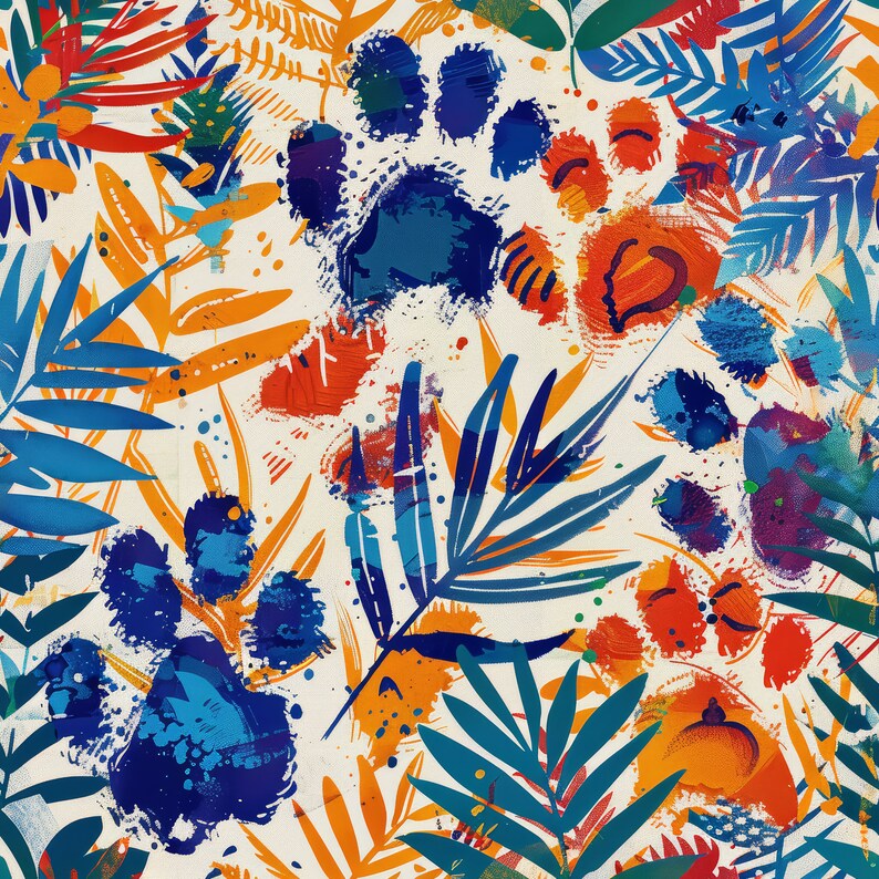 Seamless Wild Paw Digital Paper Ideal for Creations Commercial Use ...