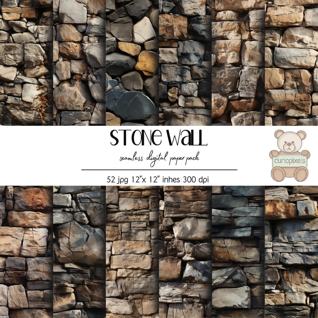 Seamless Stone Wall Digital Paper, Scrapbooking, Crafts, DIY Projects ...
