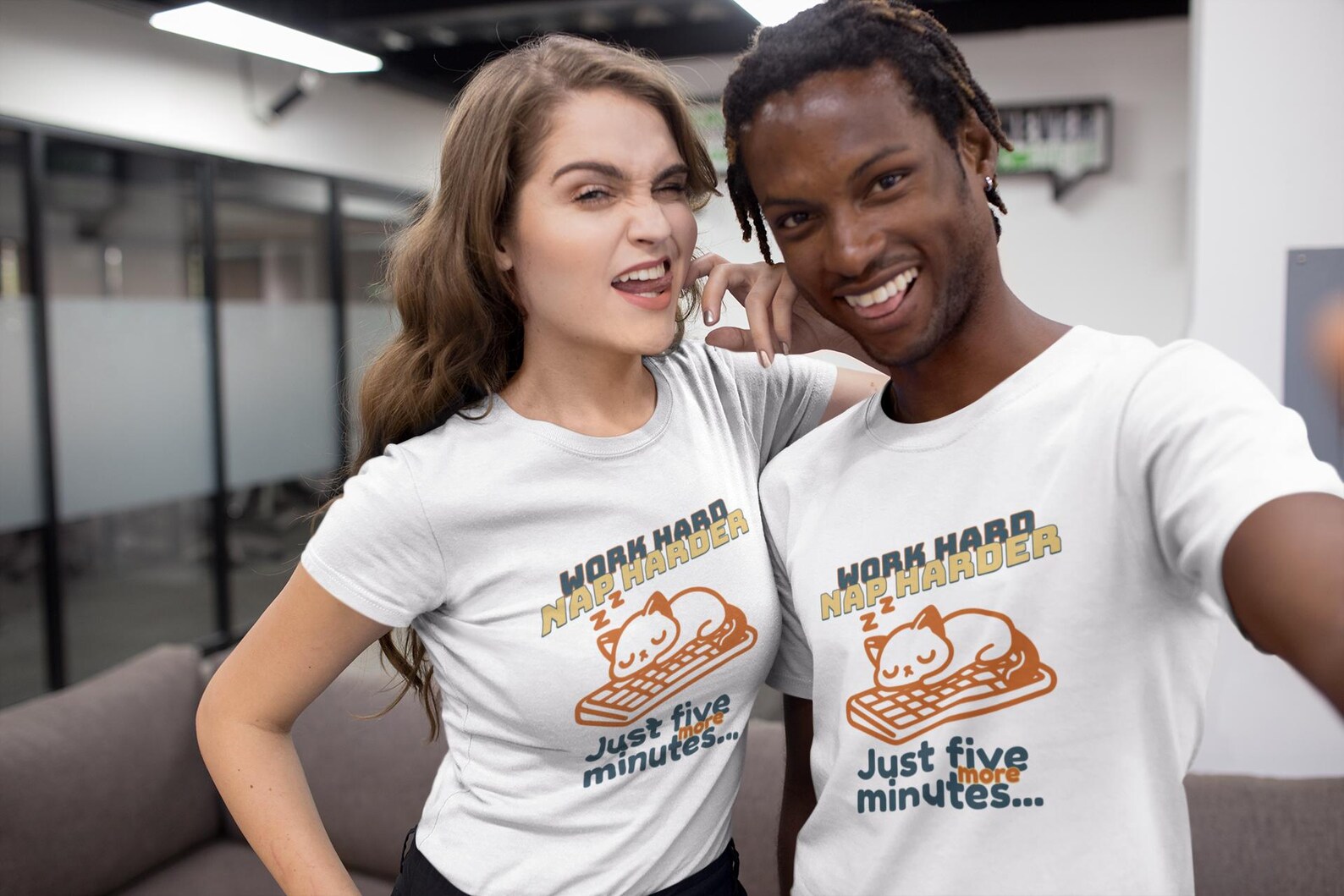 Work Hard Nap Harder Cat PNG – Funny Lazy Office Shirt Design | Cute ...
