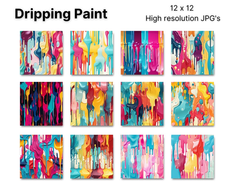 Seamless Dripping Paint Digital Paper Commercial License Instant ...
