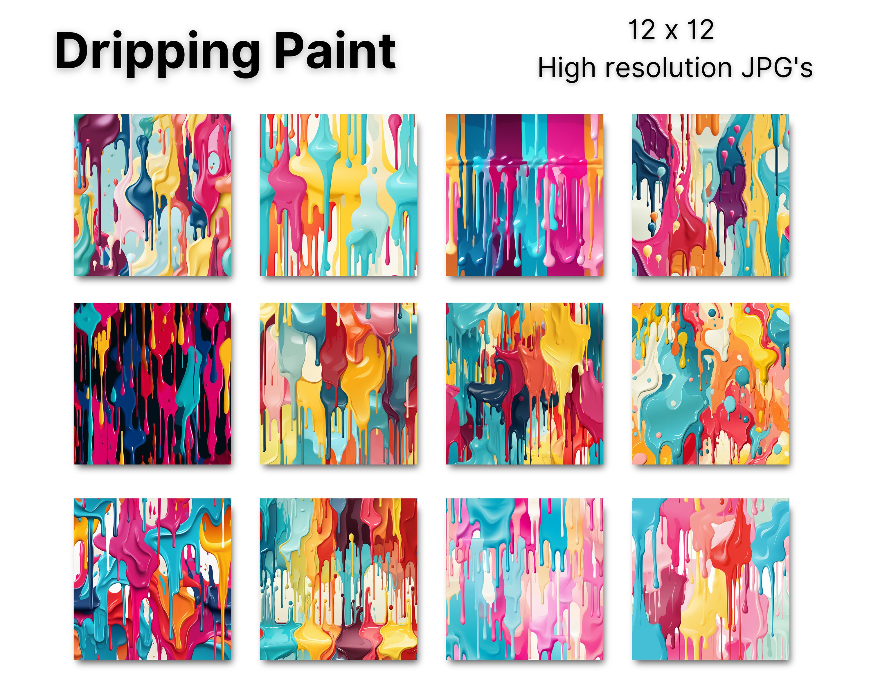 Seamless Dripping Paint Digital Paper Commercial License Instant ...