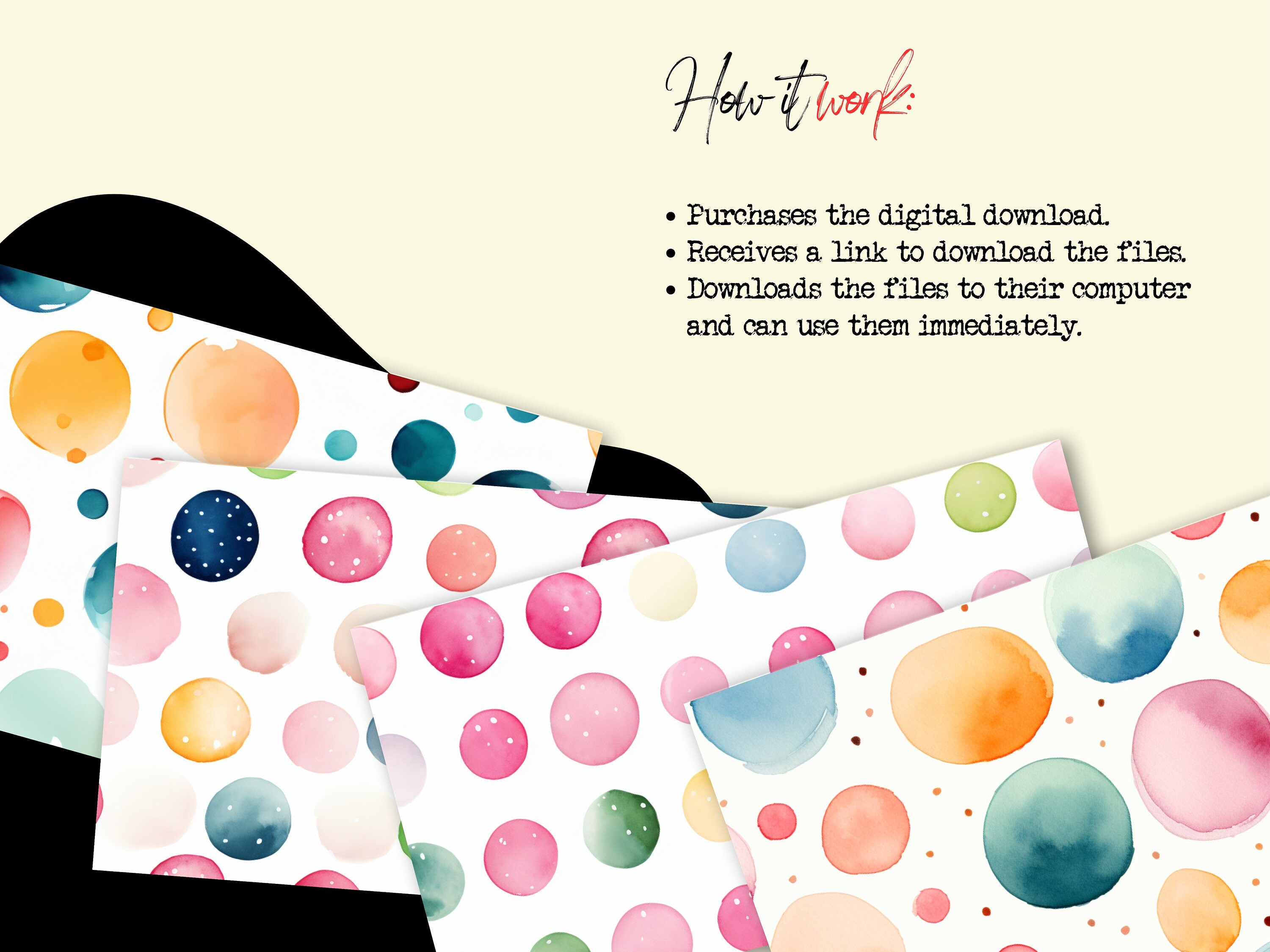 Polka Dot Watercolor Digital Paper Set Commercial Use Crafting ...