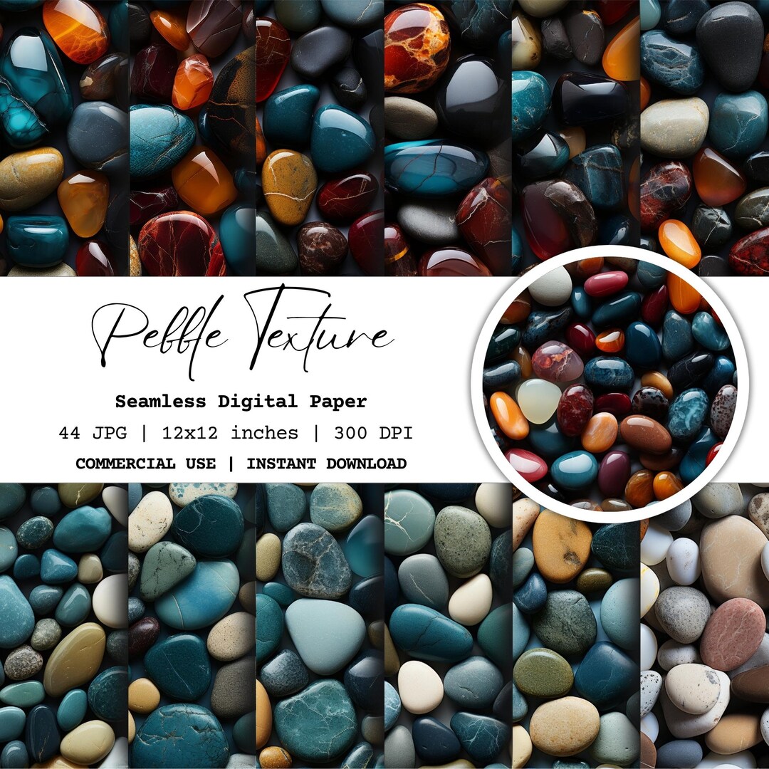 44 Pebble Texture Digital Paper | Seamless Stone Pattern | Colorful ...