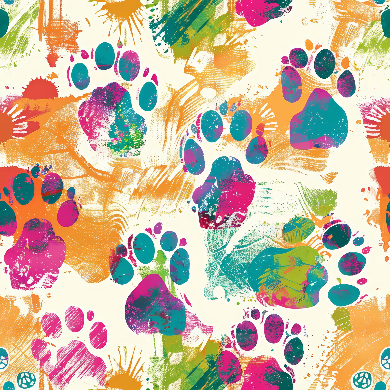 Seamless Wild Paw Digital Paper Ideal for Creations Commercial Use ...