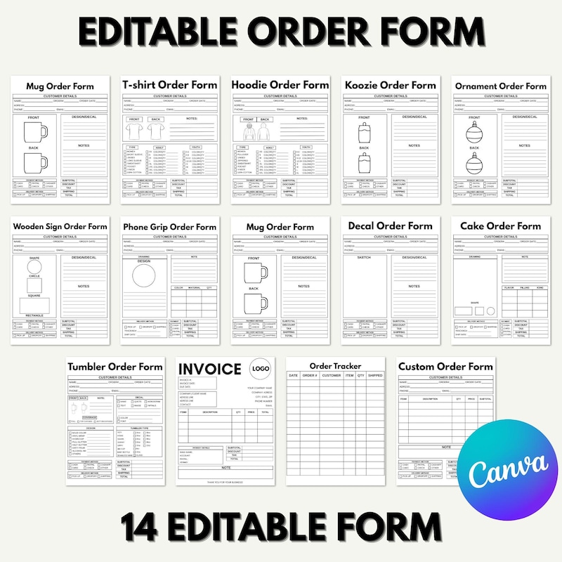 Tumbler Order Form Template - Etsy