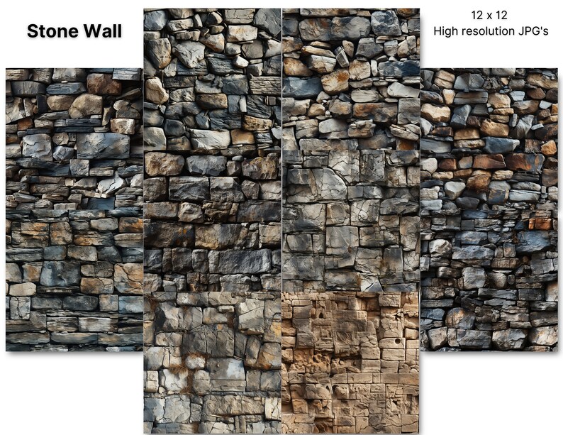 Seamless Stone Wall Digital Paper, Scrapbooking, Crafts, DIY Projects ...