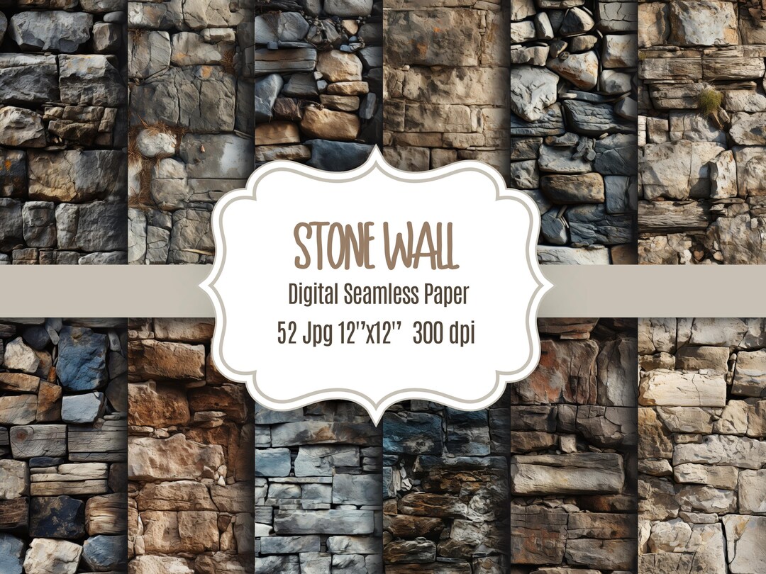 Seamless Stone Wall Digital Paper, Scrapbooking, Crafts, DIY Projects ...