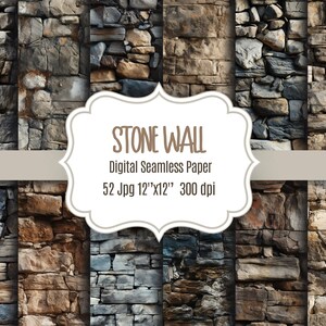 Seamless Stone Wall Digital Paper, Scrapbooking, Crafts, DIY Projects ...