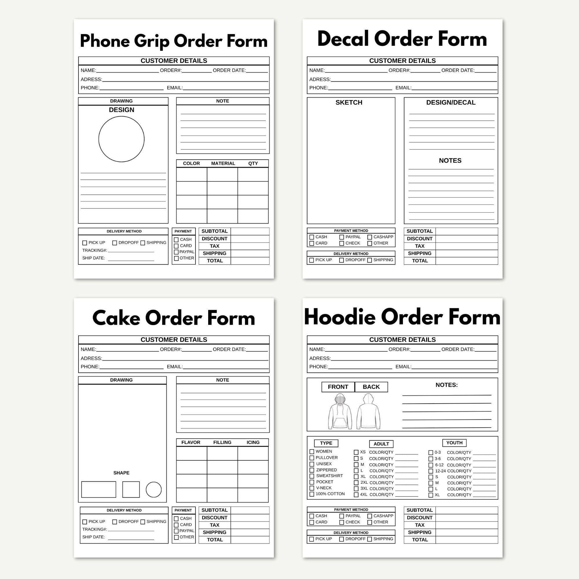 Editable Order Forms Bundle – T-shirt, Tumbler & Invoice Template Kit ...