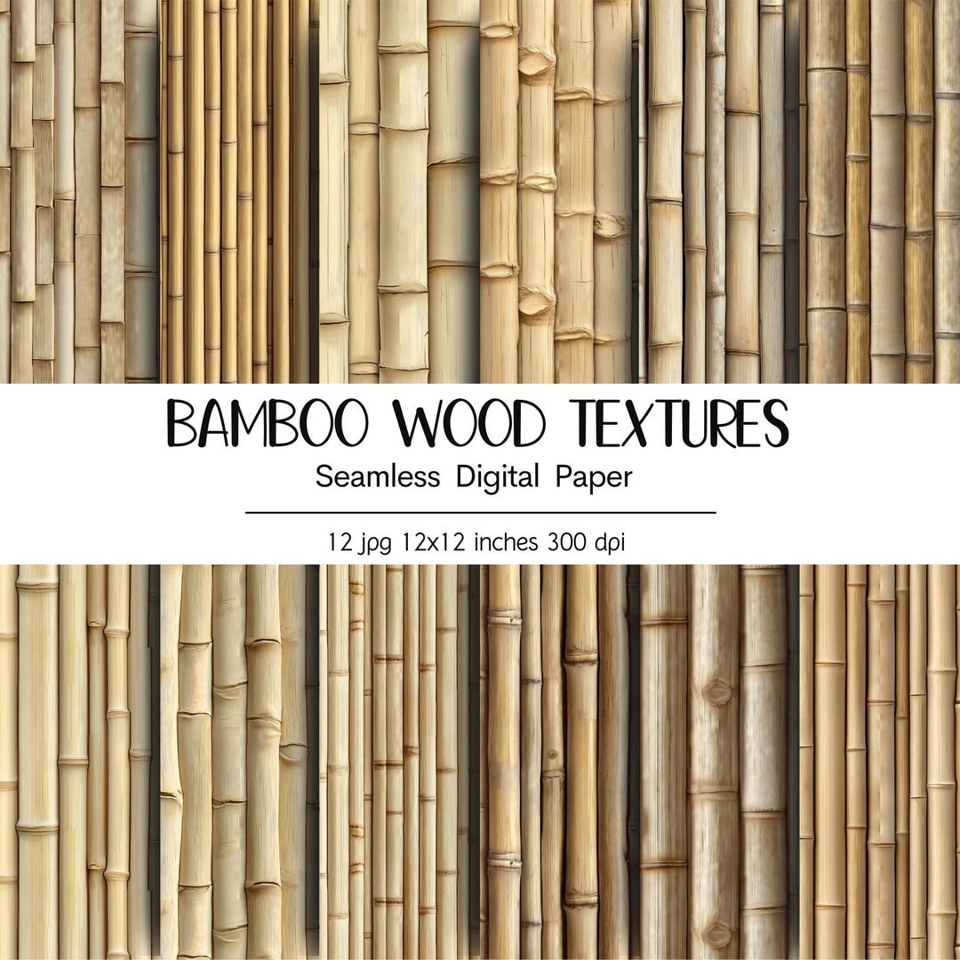 Bamboo Wood Seamless Digital Paper – 12 Natural Patterns | Commercial ...