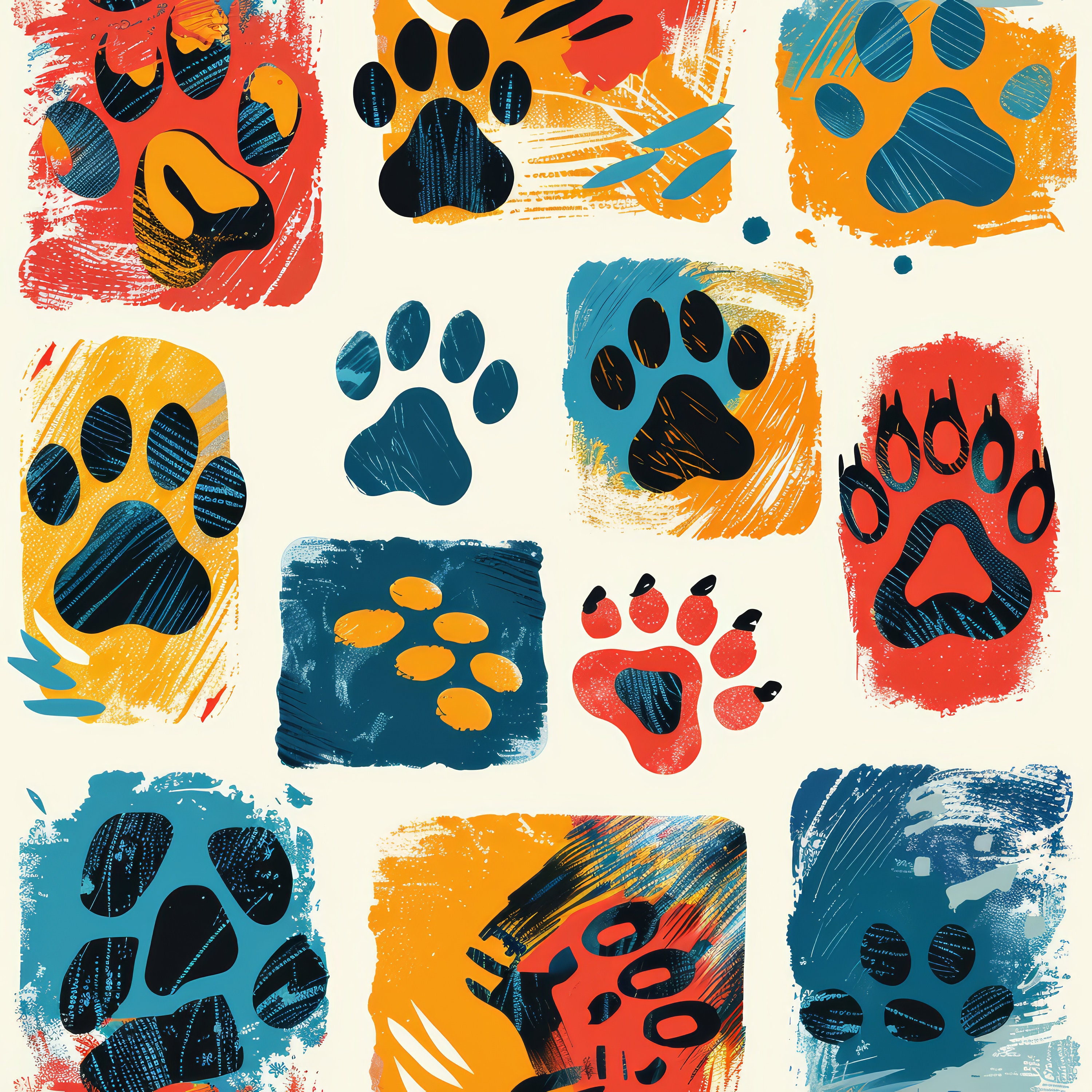 Seamless Wild Paw Digital Paper Ideal for Creations Commercial Use ...