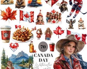 Assorted Canada Day Clipart Illustrations. Canadian Clipart Bundle ...