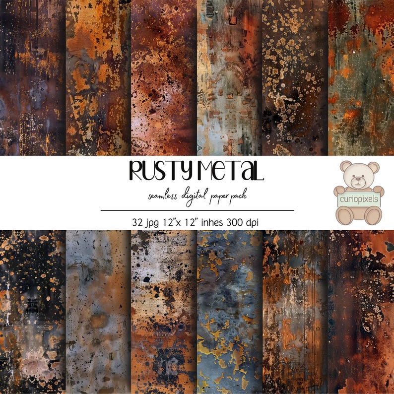 Seamless Rusty Metal 32 JPG for Crafts, DIY, Scrapbooking Instant ...