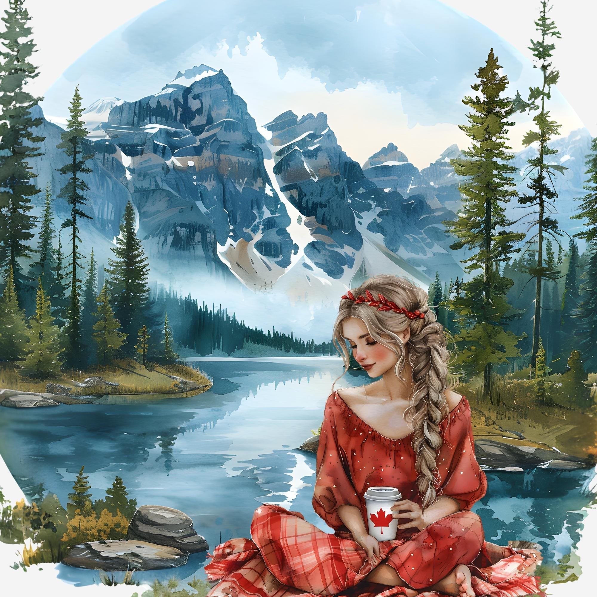Watercolor Canada Day Clipart Bundle: Canadian Flag, Hockey (PNG ...