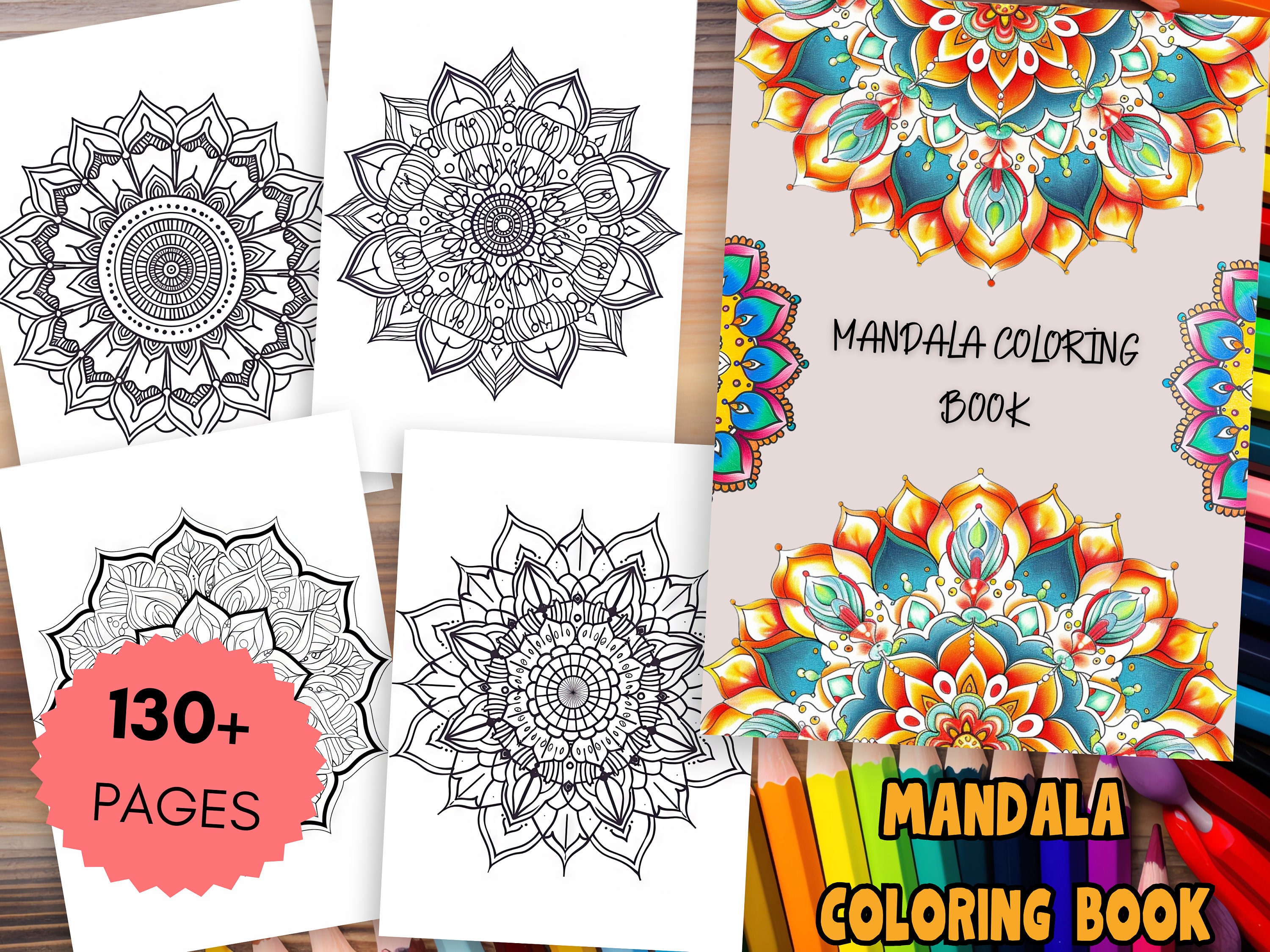 130 Mandala Coloring Pages, Adult Coloring Book, Printable Pages ...