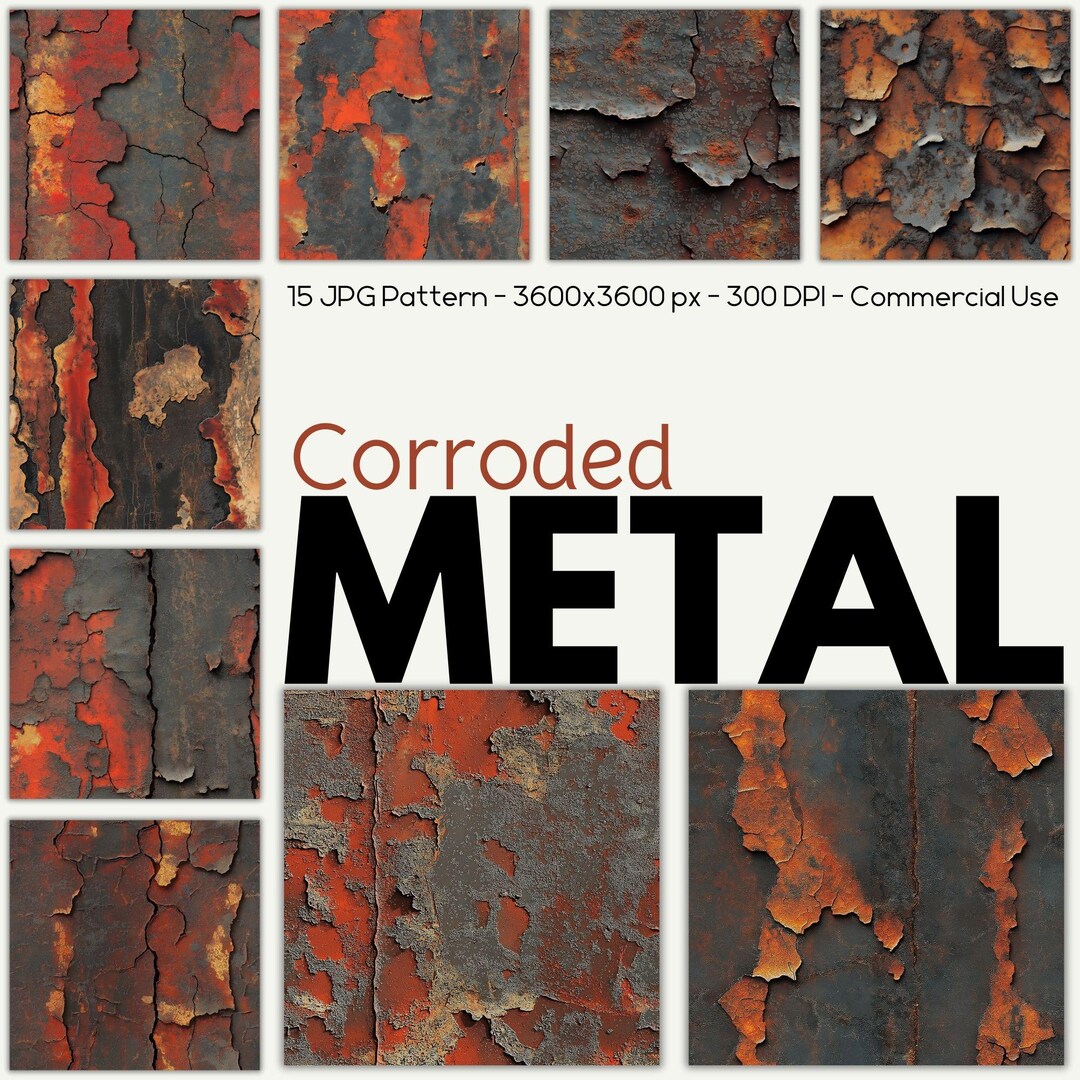 Corroded Metal Digital Paper Pack - Seamless Industrial Grunge ...