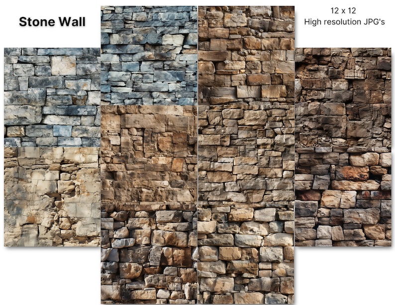 Seamless Stone Wall Digital Paper, Scrapbooking, Crafts, DIY Projects ...