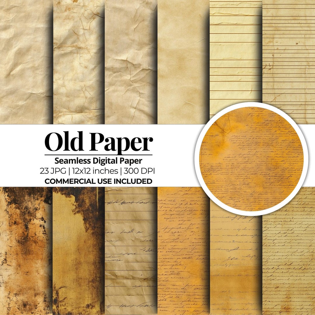 Seamless Old Paper Digital Paper | 23 Jpg Digital Files | Scrapbook ...