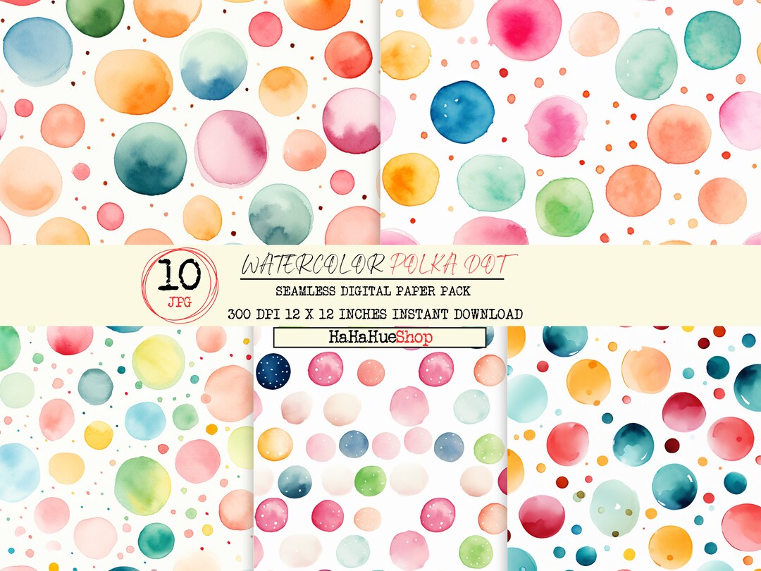 Polka Dot Watercolor Digital Paper Set Commercial Use Crafting ...