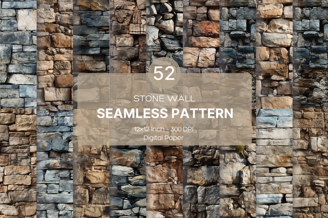 Seamless Stone Wall Digital Paper, Scrapbooking, Crafts, DIY Projects ...