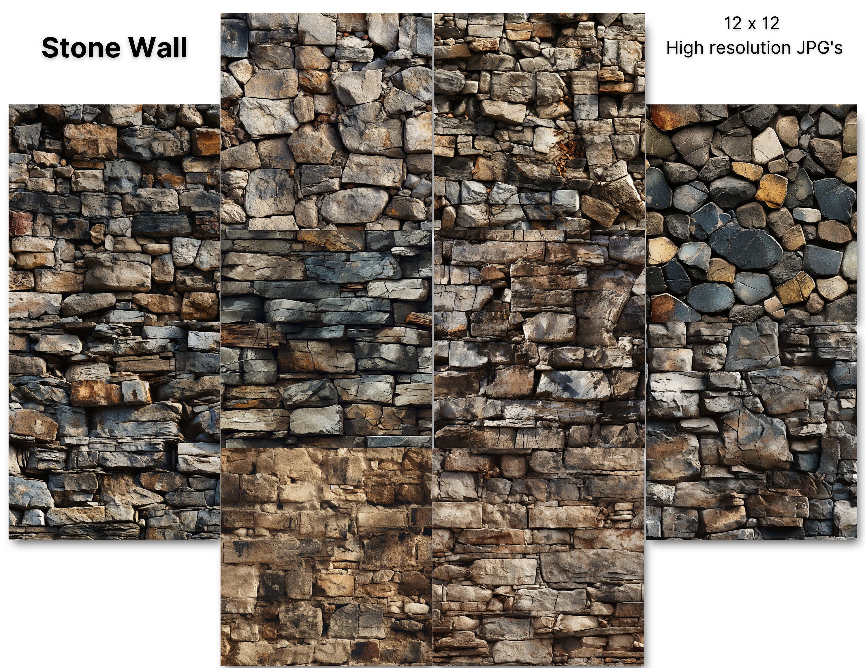 Seamless Stone Wall Digital Paper, Scrapbooking, Crafts, DIY Projects ...