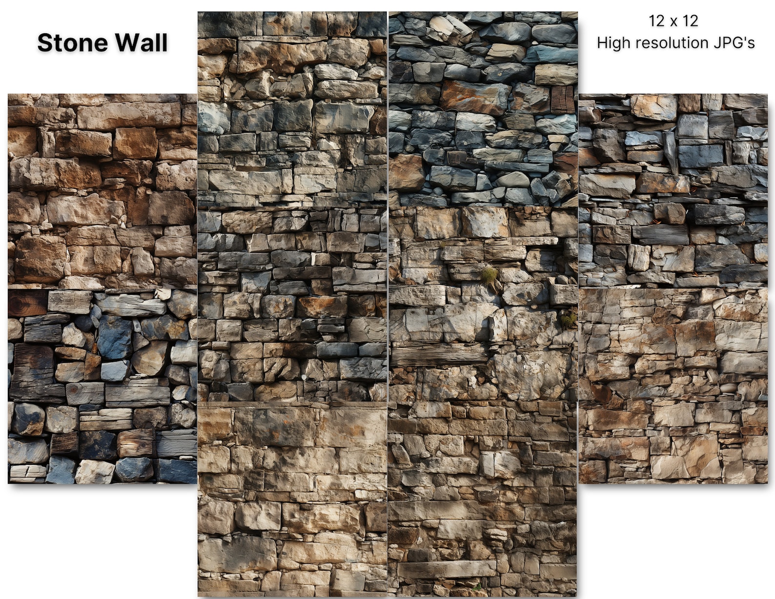 Seamless Stone Wall Digital Paper, Scrapbooking, Crafts, DIY Projects ...