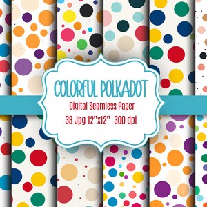 Colorful Polka Dot Digital Paper Pack 38 Designs Commercial Use ...