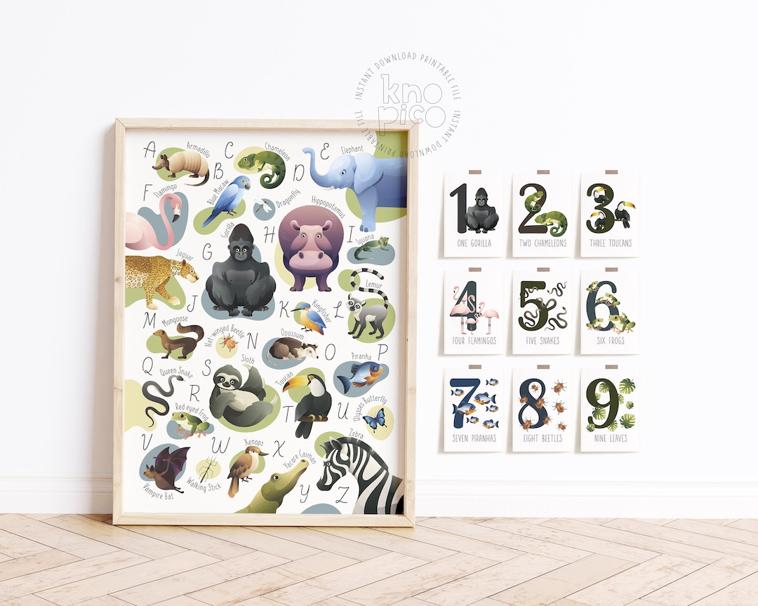 Jungle Animals ABC Poster and Printable Flashcards Set for Kids ...