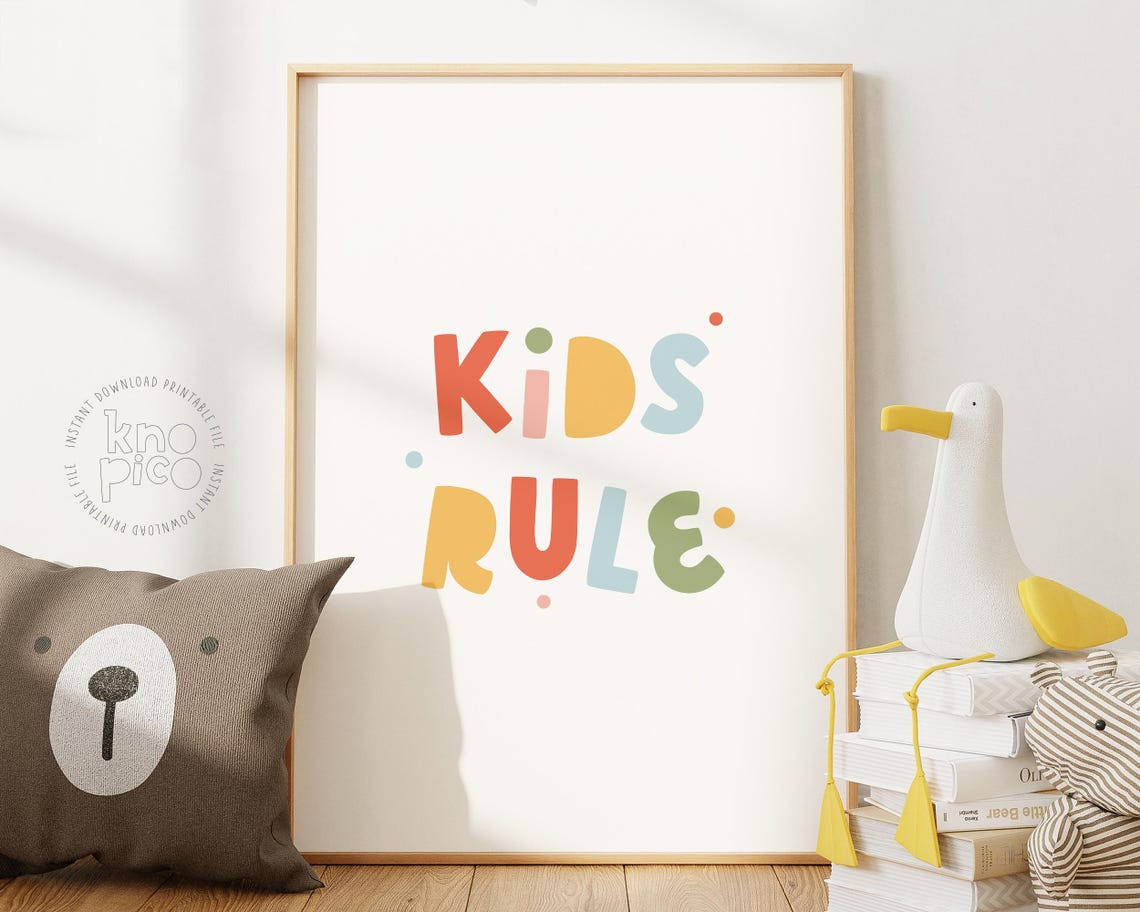 Kids Rule! Colorful Printable Poster | Rainbow Affirmations for ...