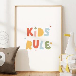 Kids Rule! Colorful Printable Poster | Rainbow Affirmations for ...