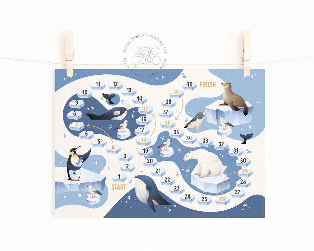 North Pole Animals Printable Board Game: A Frosty Adventure for Kids ...