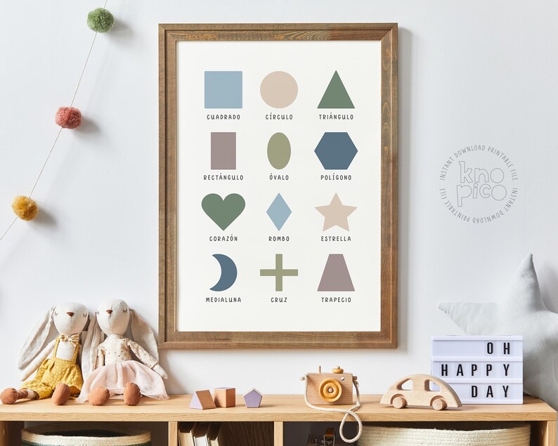 Colorful Shapes Spanish Learning Poster | Educational Nursery Wall Art ...