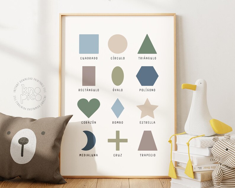 Colorful Shapes Spanish Learning Poster | Educational Nursery Wall Art ...