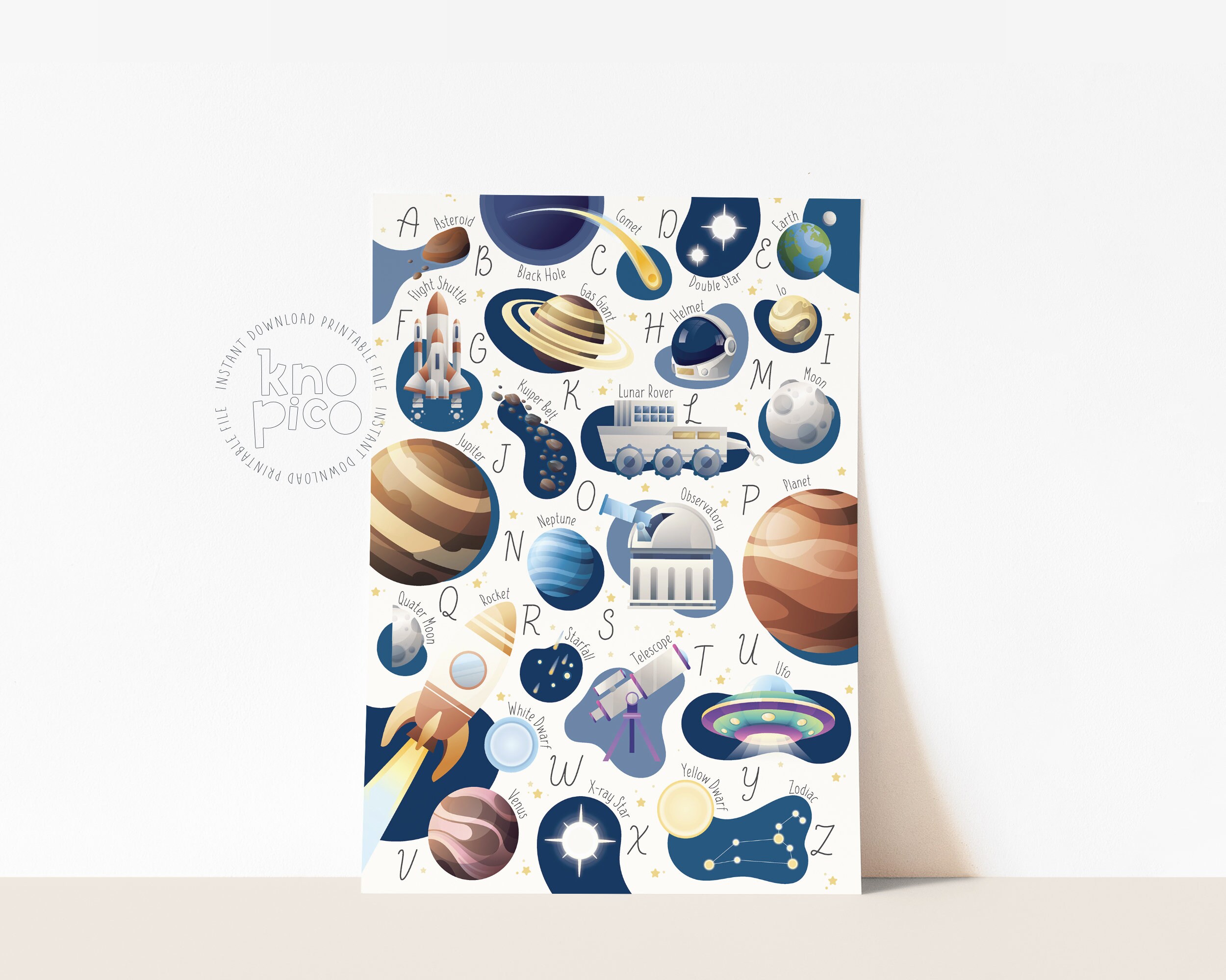 Outer Space Themed ABC Poster Set | ABC Wall Art and Solar System ...
